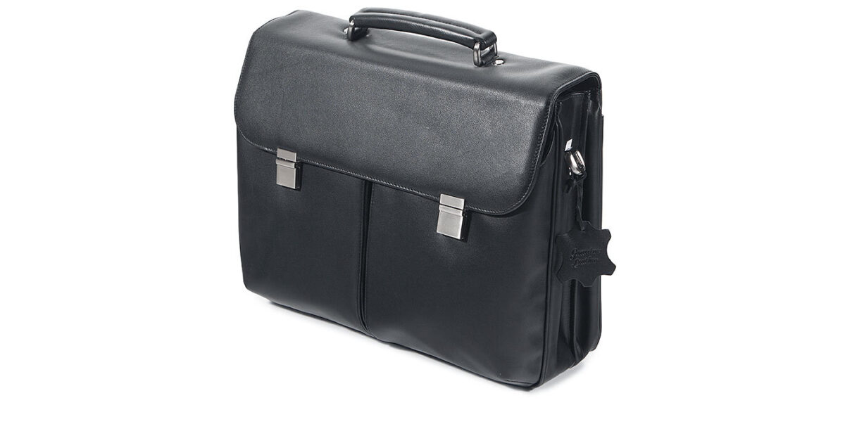 Aktetas Echt Leder Zwart Notebook Opbergen Vervoeren